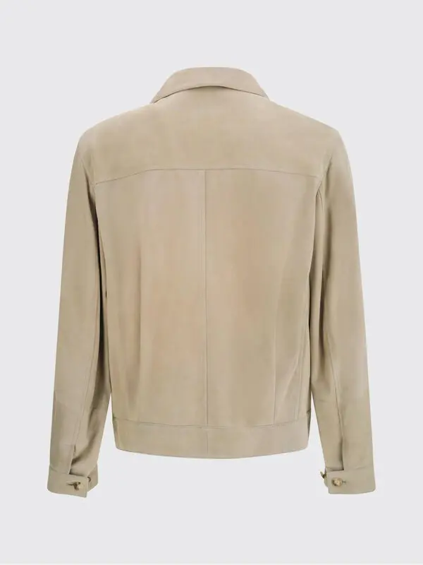 Brunello Cucinelli Suede Calfskin Leather Shirt Jacket