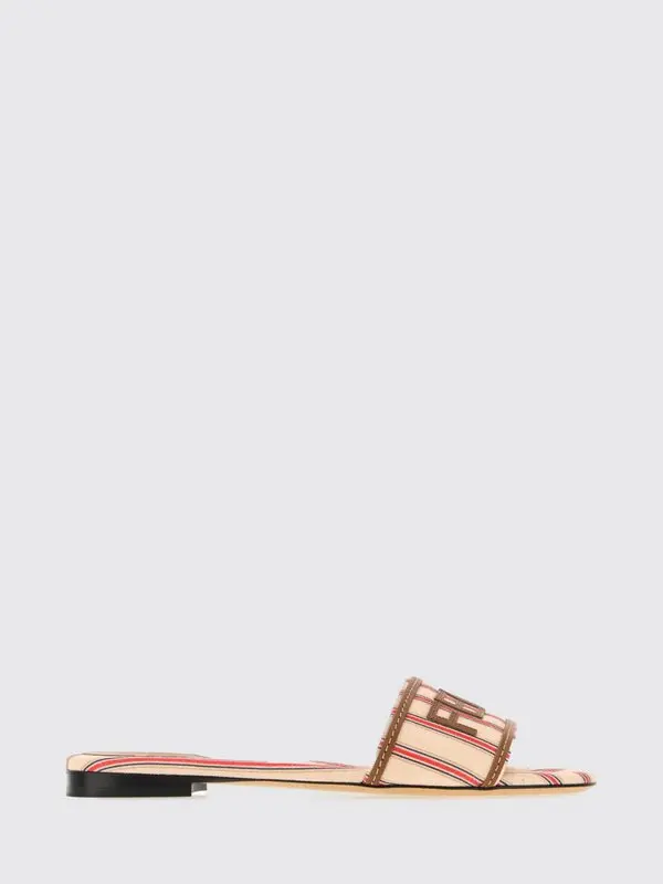 Fendi Sunshine Striped Canvas Slippers