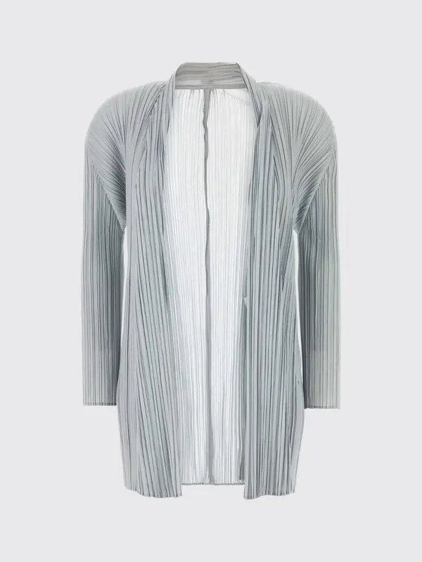 Issey Miyake Pleated Crêpe V-neck Long-sleeved Cardigan - Grey