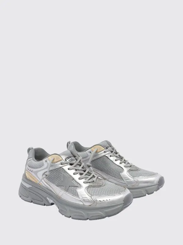 GOLDEN GOOSE Lightstar Laminated Calfskin Sneakers - Silver