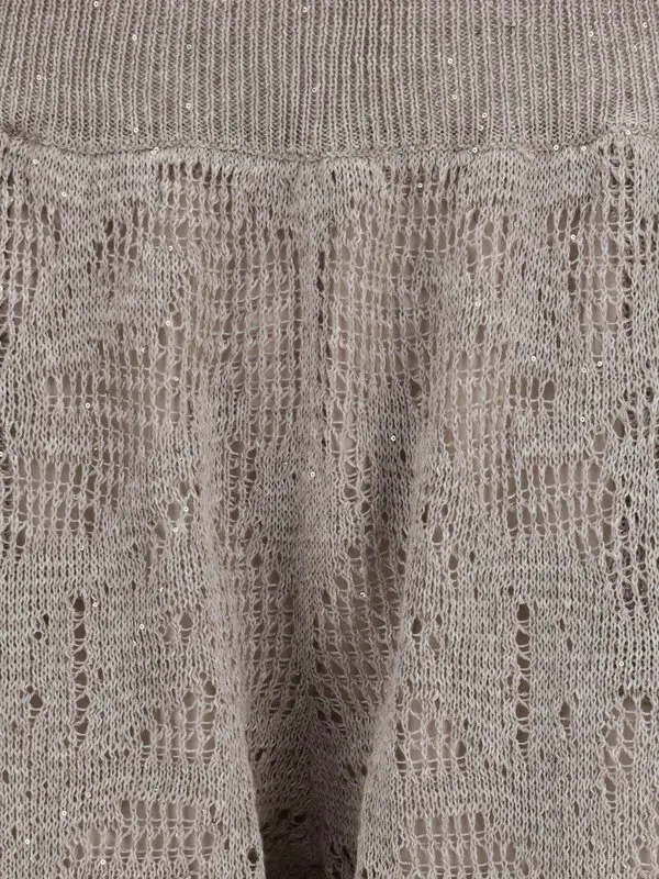 Brunello Cucinelli Cotton And Linen Straight Trousers With Sequins