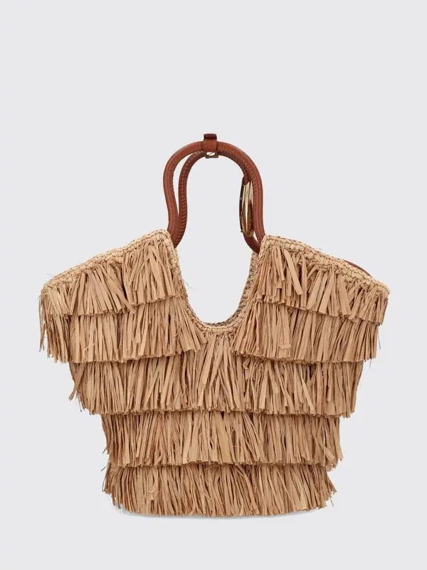 Zimmermann Goldentime Embroidered Raffia Handbag With Shoulder Strap