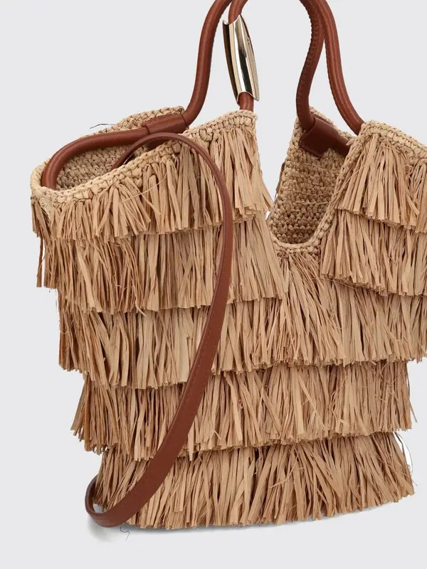 Zimmermann Goldentime Embroidered Raffia Handbag With Shoulder Strap
