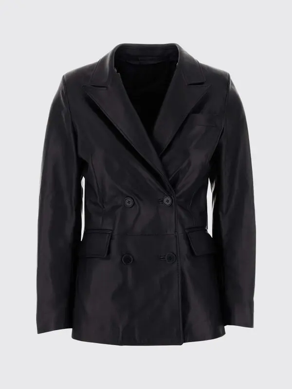SALVATORE SANTORO Double-breasted Ovine Leather Blazer