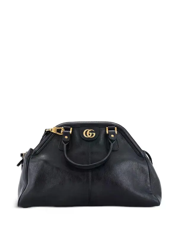 Gucci Leather Medium Satchel Top Handle Bag - Black