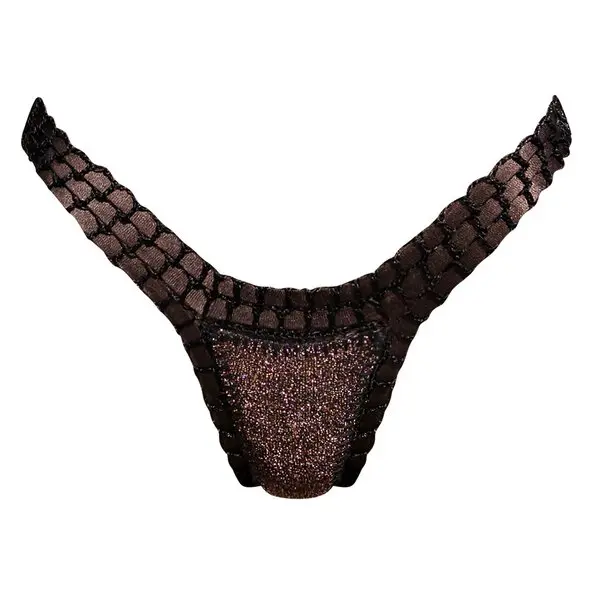 LUXSEA SWIMWEAR Maui Lurex Crochet Bikini Bottom - Brown