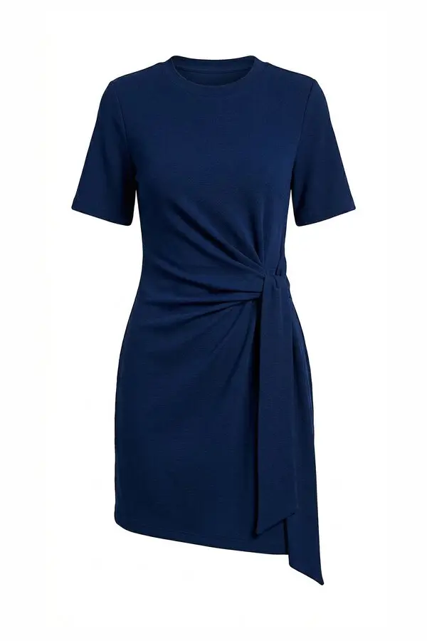 EXQUISE Velvet Dress- Navy - Blue