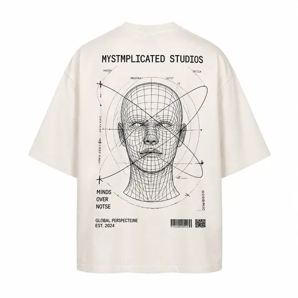 MYSIMPLICATED Neutrals / Signal Over Noise Oversized Off-white Tee W - Black