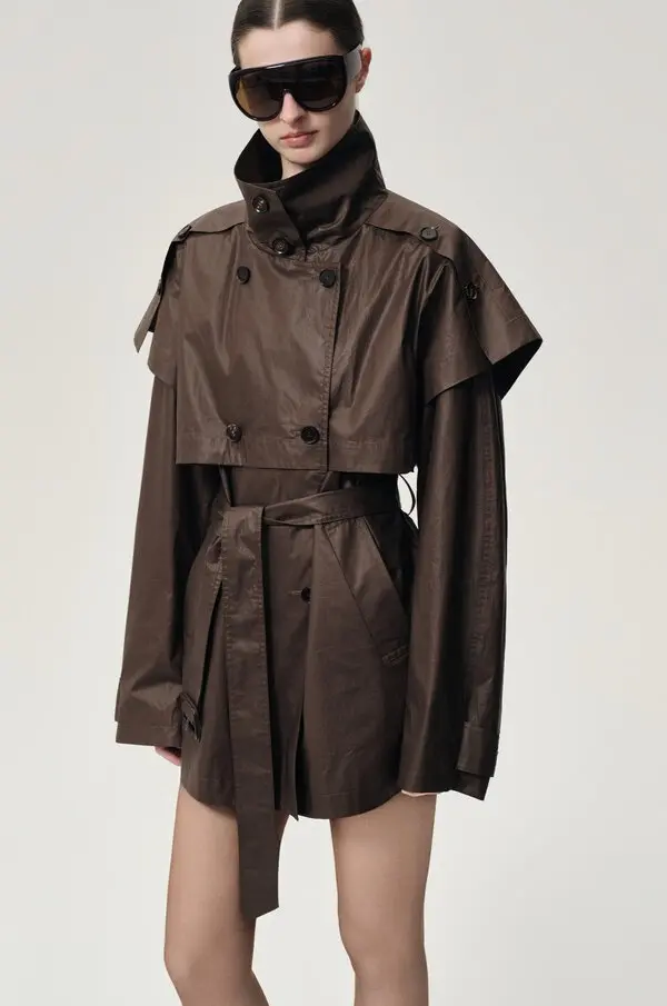 FRONT ROW SHOP Lisa Cape Trench Dark Cherry