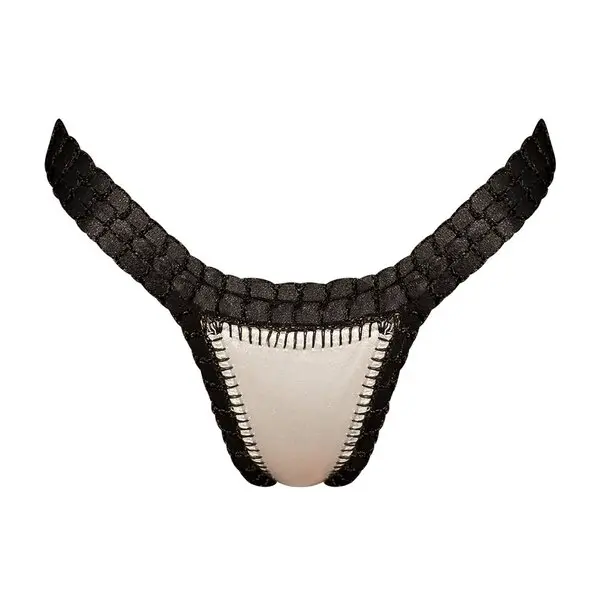 LUXSEA SWIMWEAR Dominica Black Shimmer Crochet Bikini Bottom - White