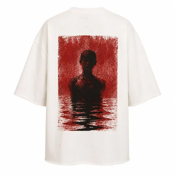 MYSIMPLICATED Neutrals / Horizon Oversized Off-white Tee W - Red