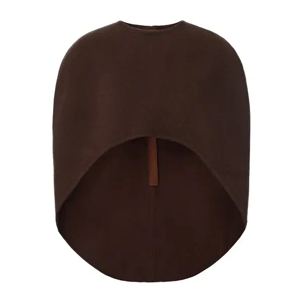 FRONT ROW SHOP Opera Double-faced Wool Cape Top Chocolate