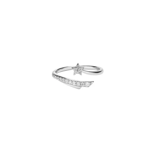 VANCHI Crystal Shooting Star Open Ring - Silver