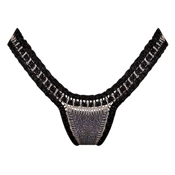 LUXSEA SWIMWEAR Olympia Lurex Crochet Bikini Bottom - Black