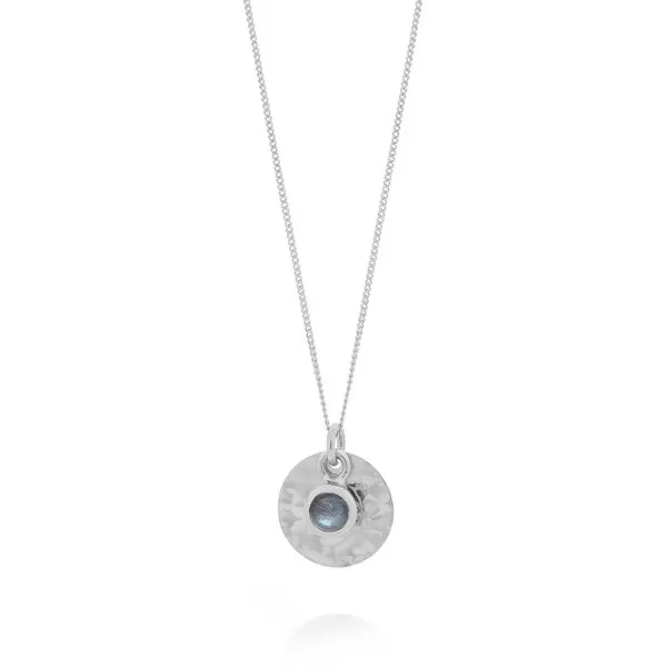 NELLOU JEWELLERY Labradorite Luna Disc Necklace - Silver