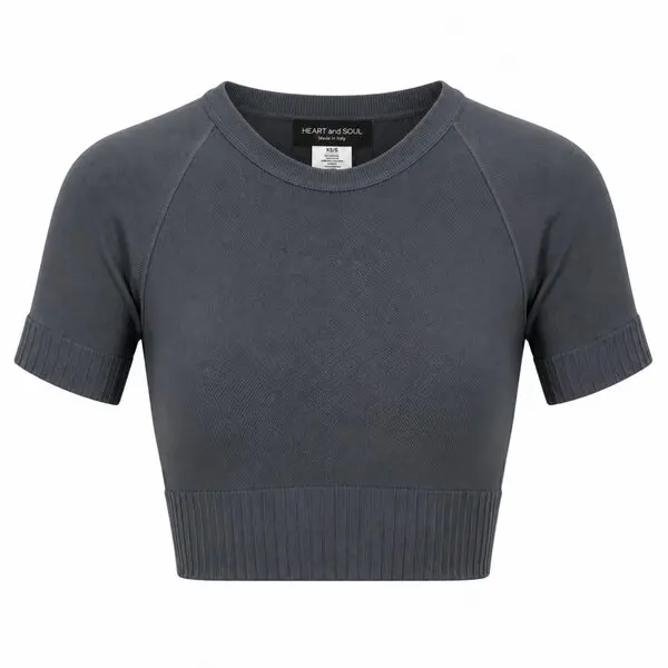 HEART AND SOUL Iron Cross Activewear Crop Top - Grey