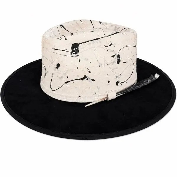 BELLA SOUL Neutrals Flat Brim Paint Fleck Hat