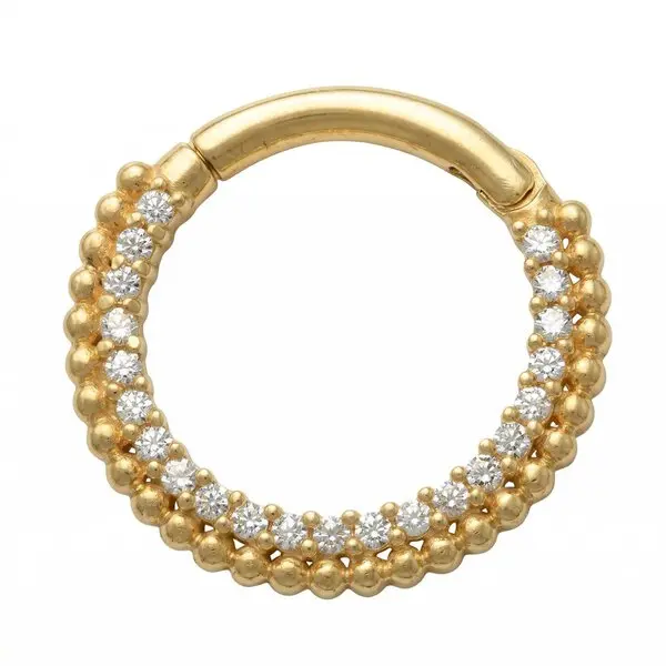 Zahav Jewelry 10k Solid 18g Cz Pavé Clicker Hoop - Gold