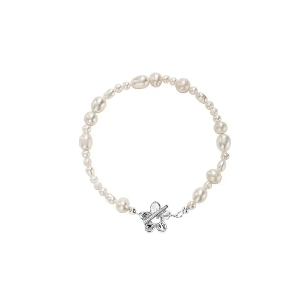 VANCHI Flora Multi Pearl Toggle Bracelet - Silver