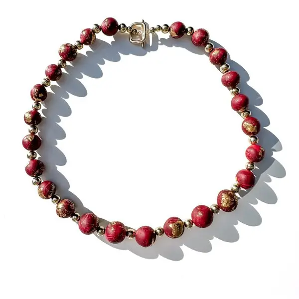 BABALOO JEWELRY Handrolled Bead Necklace - Red
