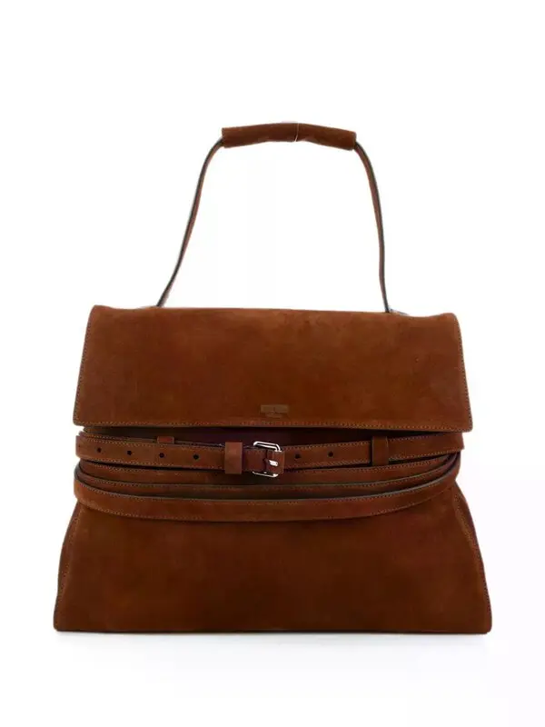 Moschino Buckle-detail Suede Tote Bag - Brown