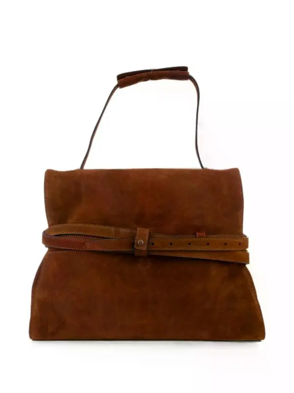 Moschino Buckle Detail Suede Tote Bag - Brown