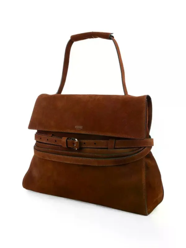 Moschino Buckle Detail Suede Tote Bag - Brown