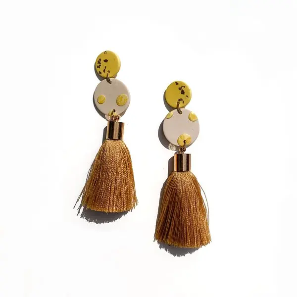 BABALOO JEWELRY Silk Tassel Earrings - Yellow