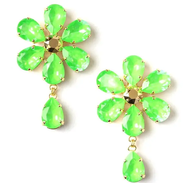 ACHALA HANDCRAFTED Neon Crystal Flower Earrings