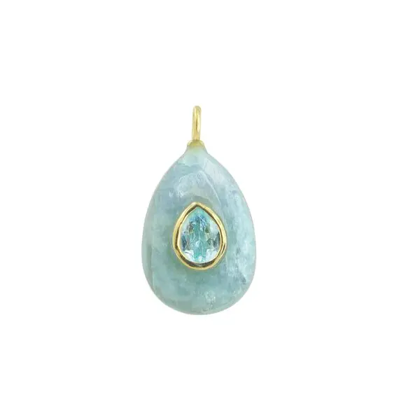KAMARIA Aquamarine Gemstone Pendant With Topaz Medium Pear - Blue