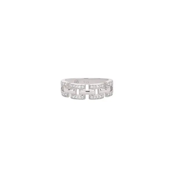 VANCHI Crystal Link Ring - Silver