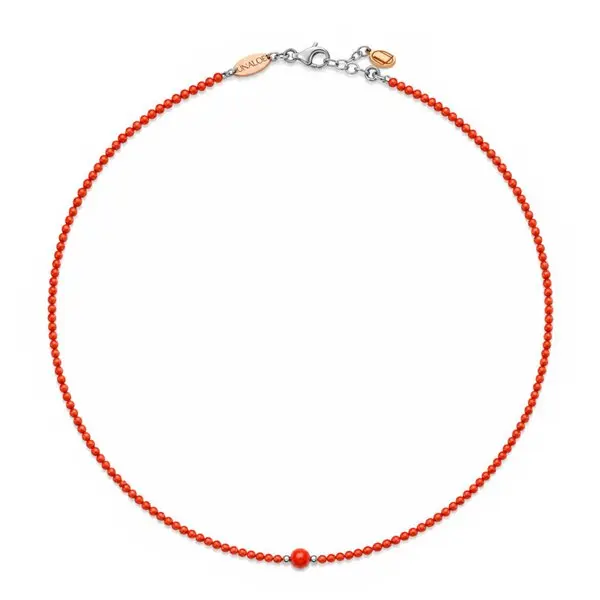 UNALOE Red / Silver Sterling Silver And Red Coral Beaded Necklace - Red/silver
