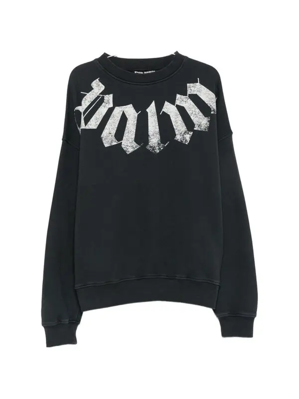 Palm Angels Logo Cotton Sweatshirt - Black