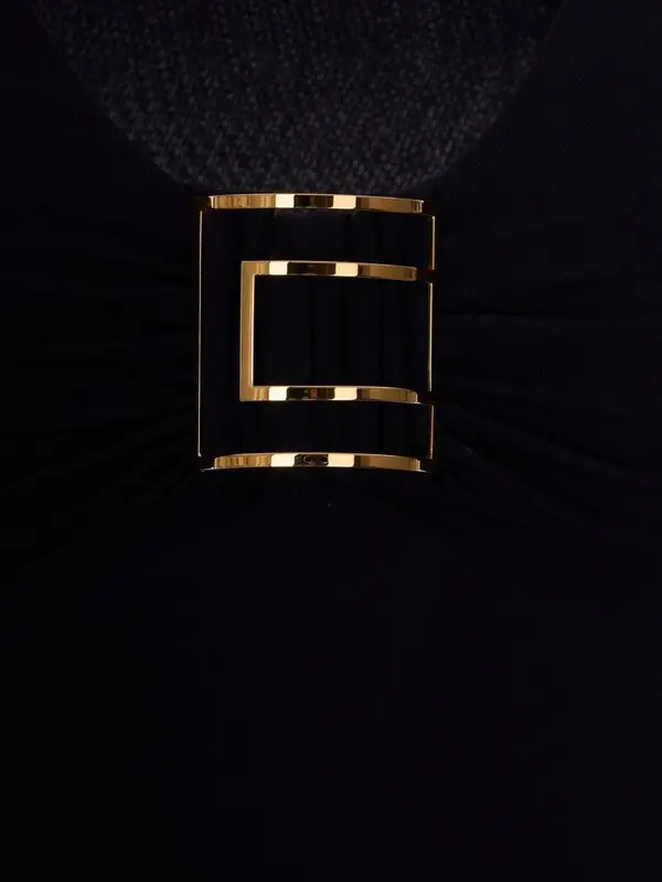 Elisabetta Franchi V-neck Long-sleeve Sweater With Golden Metal Logo Detail