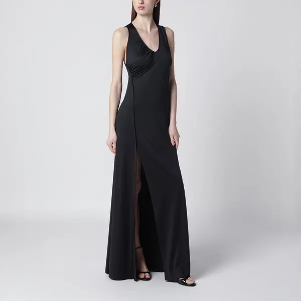 Victoria Beckham Long Jersey Dress With Slit - Black