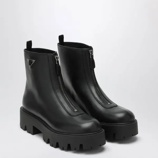 Prada Leather Zip-up Ankle Boots