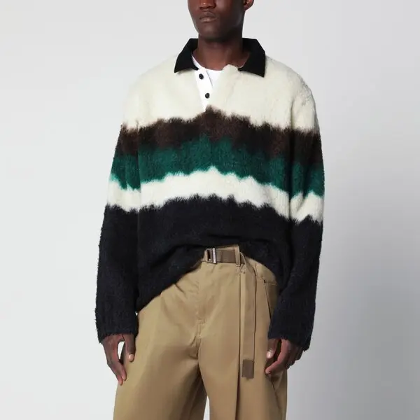 Sacai Multicolour Gradient Striped Polo Sweater