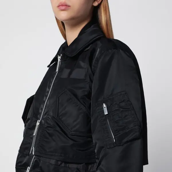 Sacai Satin-effect Nylon Zip Bomber Jacket