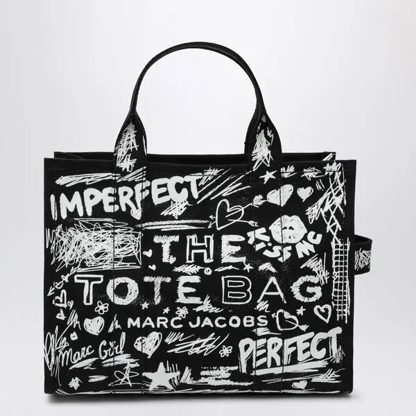 Marc Jacobs The Tote Bag Medium With Punk Lettering - Black