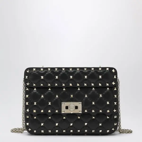 Valentino Garavani Mini Rockstud Spike Top Handle Bag In Leather - Black