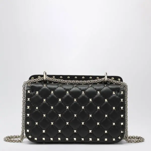Valentino Garavani Mini Rockstud Spike Top Handle Bag In Leather - Black