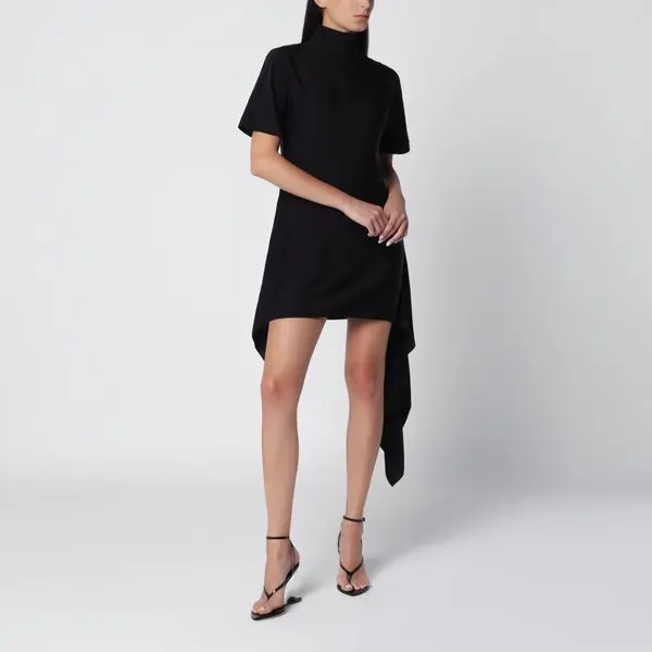 Alaïa Mock-neck Mini Dress In Cotton Blend - Black
