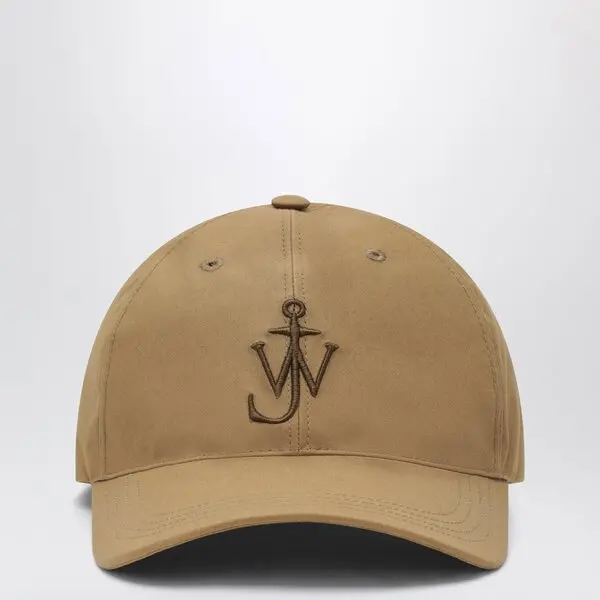 JW Anderson Baseball Cap In Waxed Cotton With Anchor Embroidery - Beige