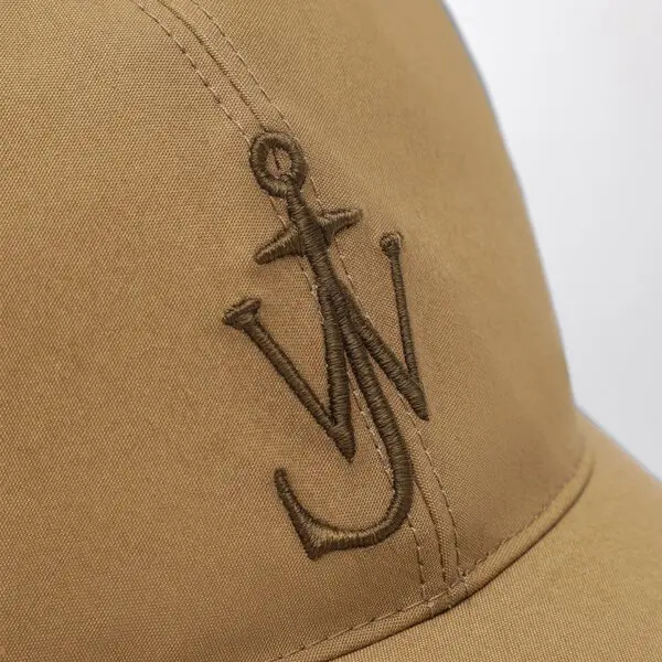 JW Anderson Baseball Cap In Waxed Cotton With Anchor Embroidery - Beige