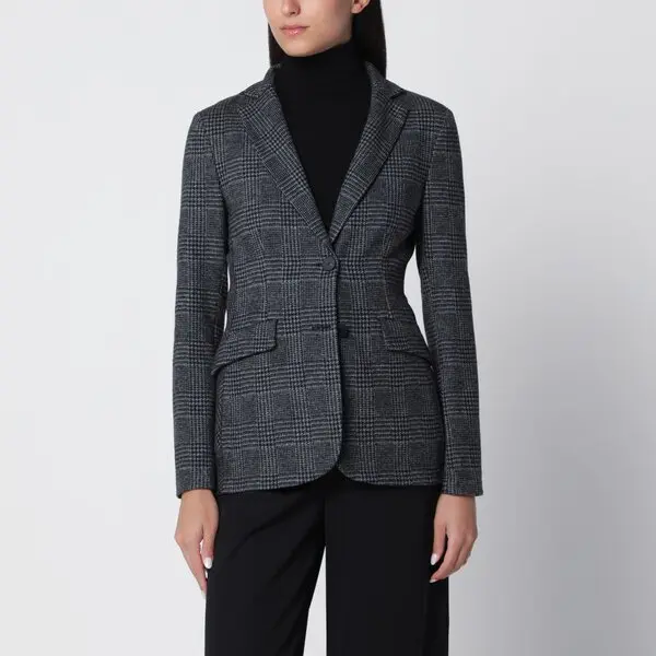 Harris Wharf London Single-breasted Prince Of Wales Check Jacket - Grey