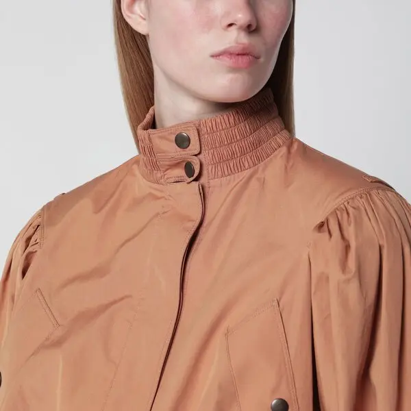Chloé Ruched Cropped Cotton Poplin Jacket - Brown