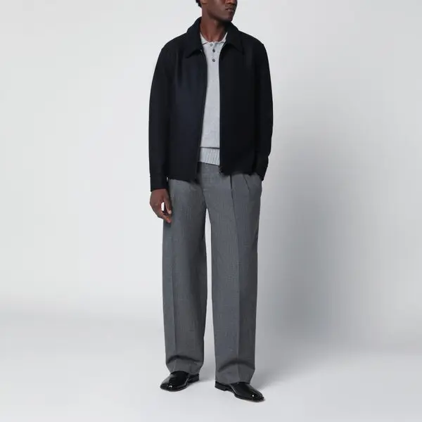 Harris Wharf London Navy Wool Zip-up Jacket