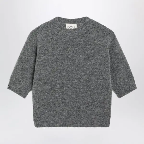 DOUUOD Alpaca Blend Crew Neck Sweater - Grey
