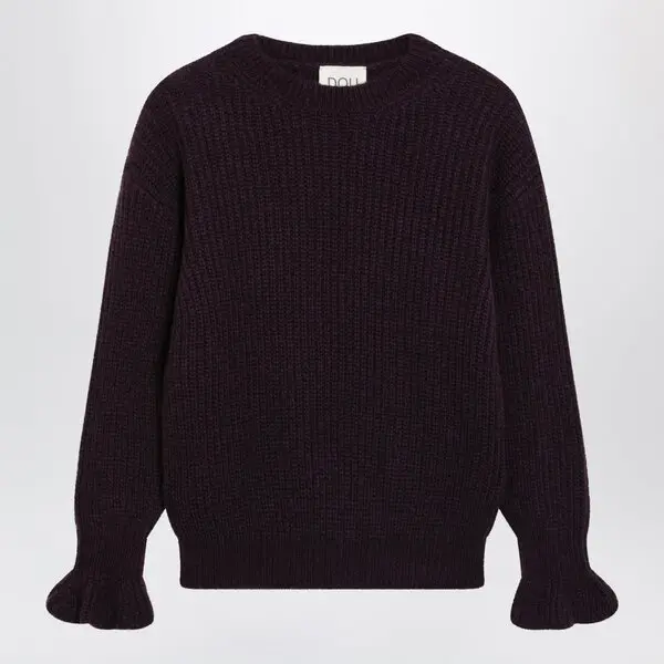 DOUUOD Mélange Wool Blend Sweater - Purple