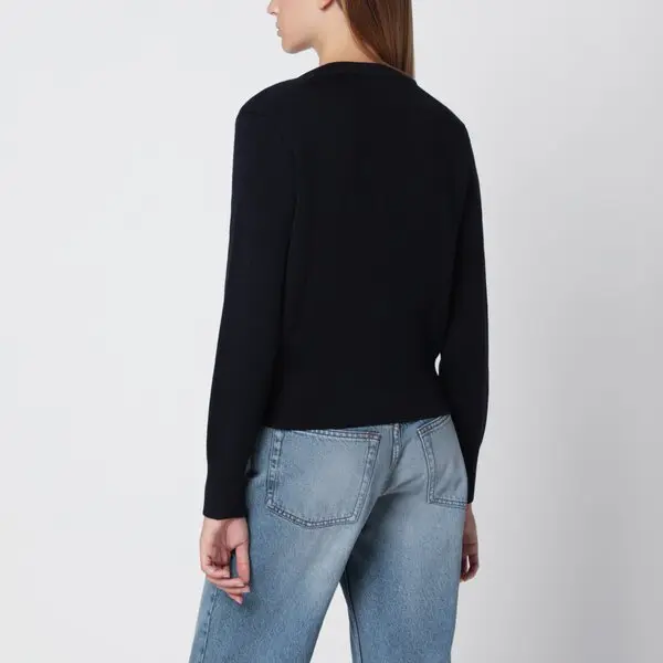 AMI Paris Navy De Coeur Wool Cardigan